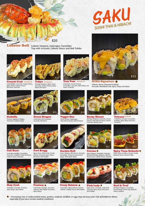 Menu – Saku Sushi Thai & Hibachi