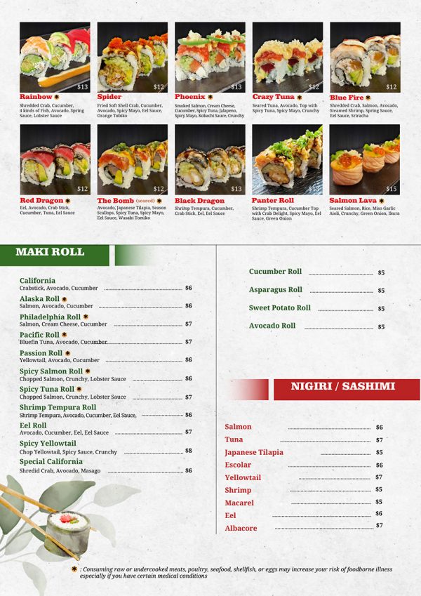 Menu – Saku Sushi Thai & Hibachi